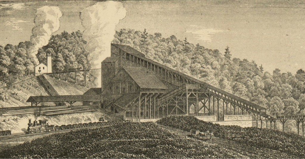 Illustration shows the Gilberton Colliery during the Civil War | 1863 ...